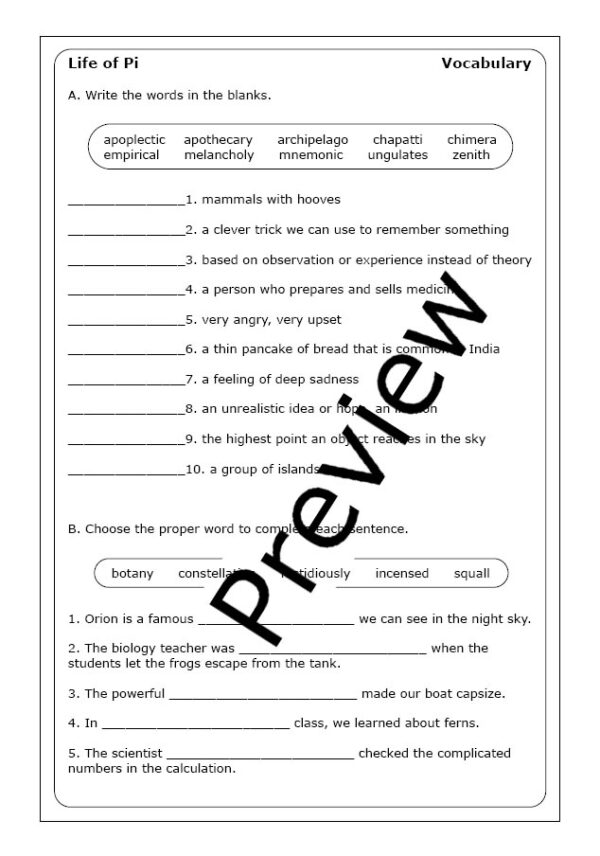 Yann Martel "Life of Pi" worksheets | Made By Teachers