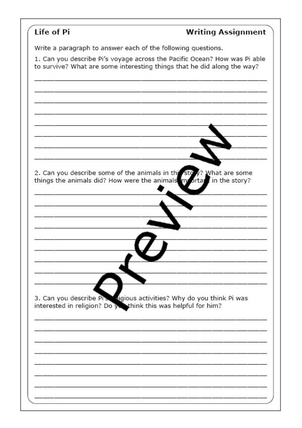 Yann Martel "Life of Pi" worksheets | Made By Teachers
