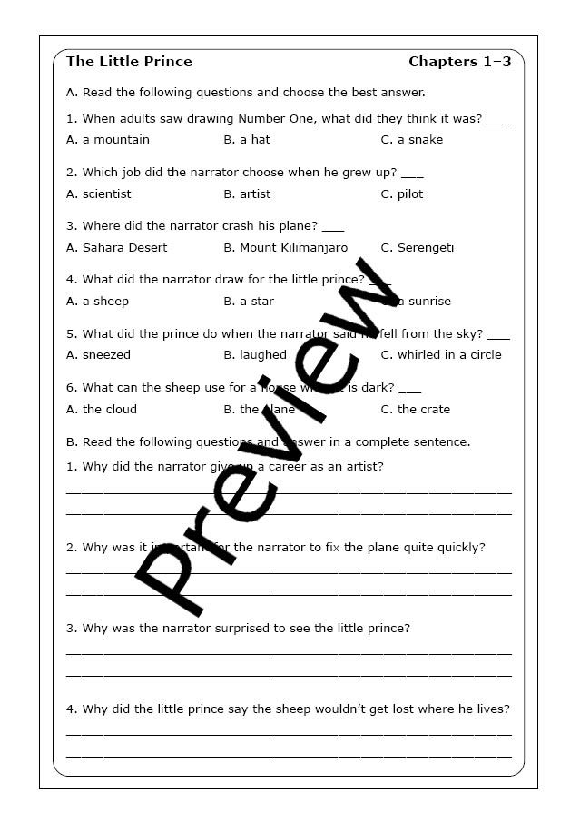 Antoine de Saint-Exupery "The Little Prince" worksheets | Made By Teachers