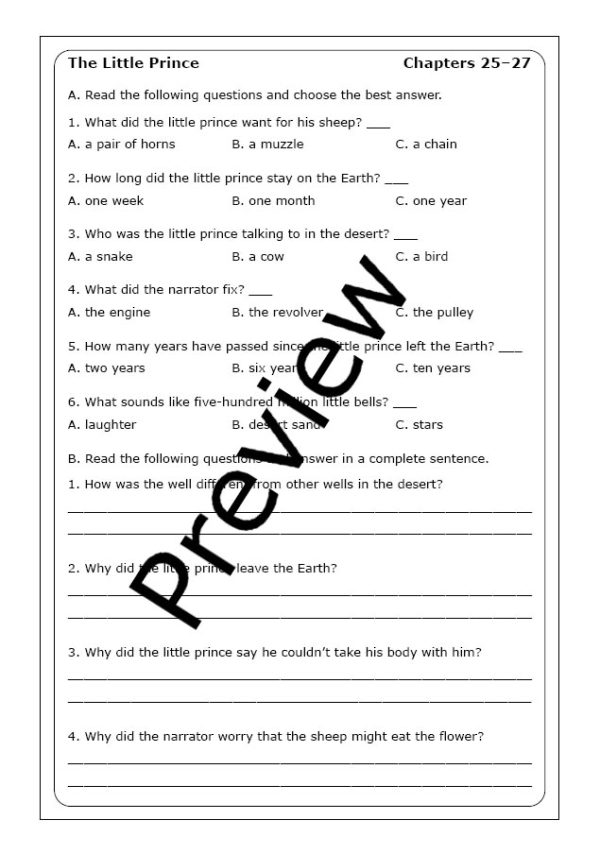 Antoine de Saint-Exupery "The Little Prince" worksheets | Made By Teachers