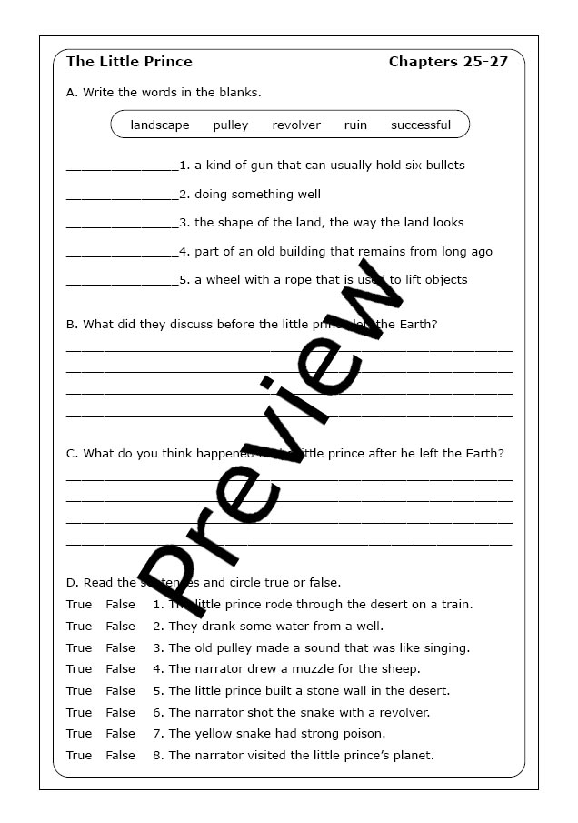 Antoine de Saint-Exupery "The Little Prince" worksheets | Made By Teachers