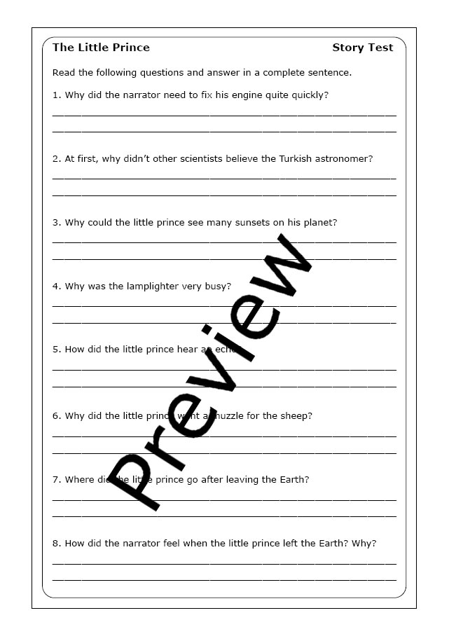 Antoine de Saint-Exupery "The Little Prince" worksheets | Made By Teachers