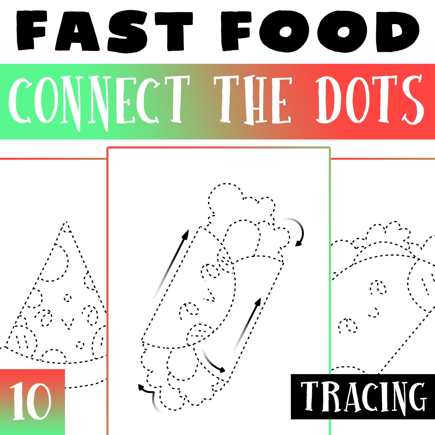 Fast Food Connect The Dots Worksheets Activity, Food How to Draw ...