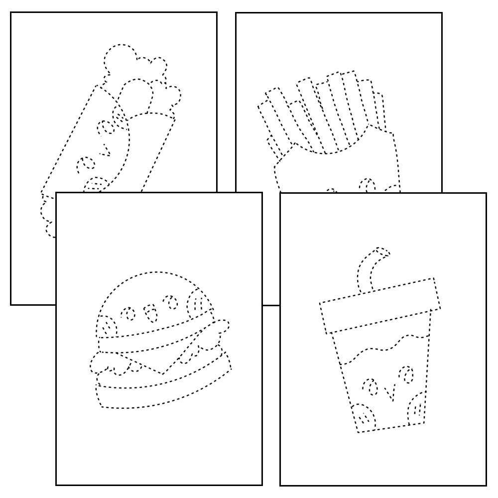 Fast Food Connect The Dots Worksheets Activity, Food How to Draw ...