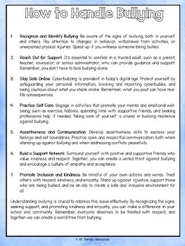 Bullying Lesson & Scenario Cards for Teenagers I Counseling Lesson ...