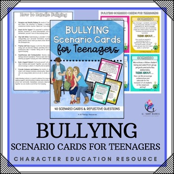 Bullying Lesson & Scenario Cards for Teenagers I Counseling Lesson ...
