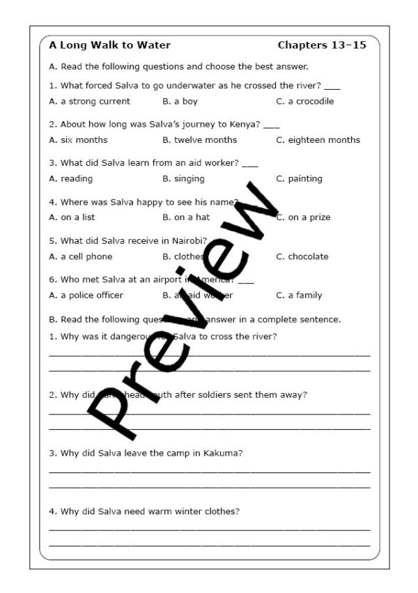 Linda Sue Park "A Long Walk to Water" worksheets | Made By Teachers