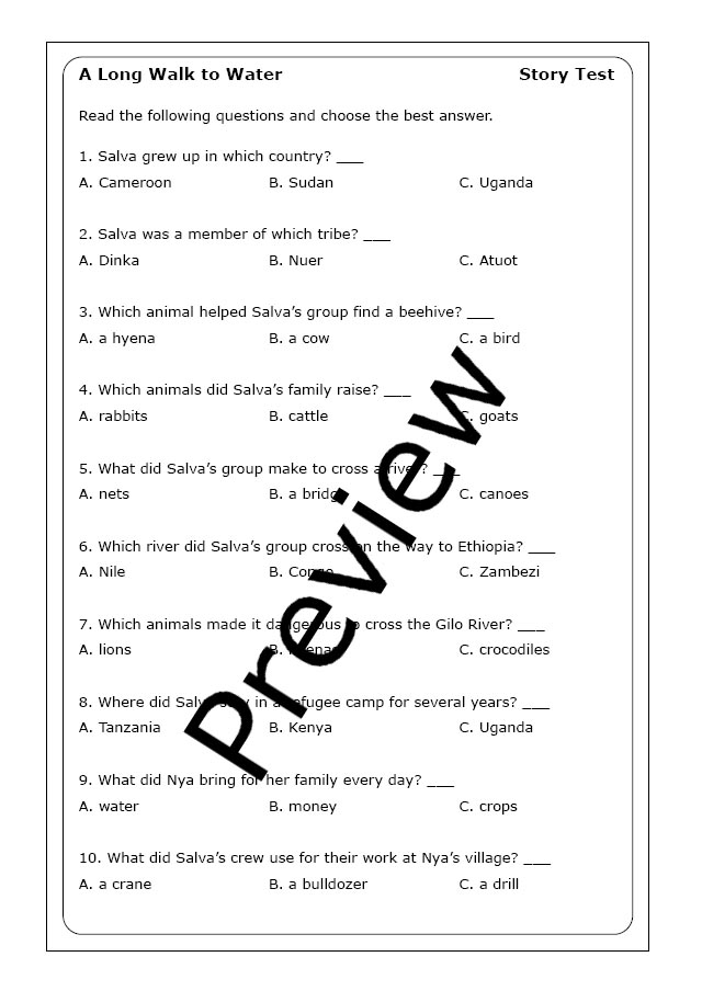 Linda Sue Park "A Long Walk to Water" worksheets | Made By Teachers