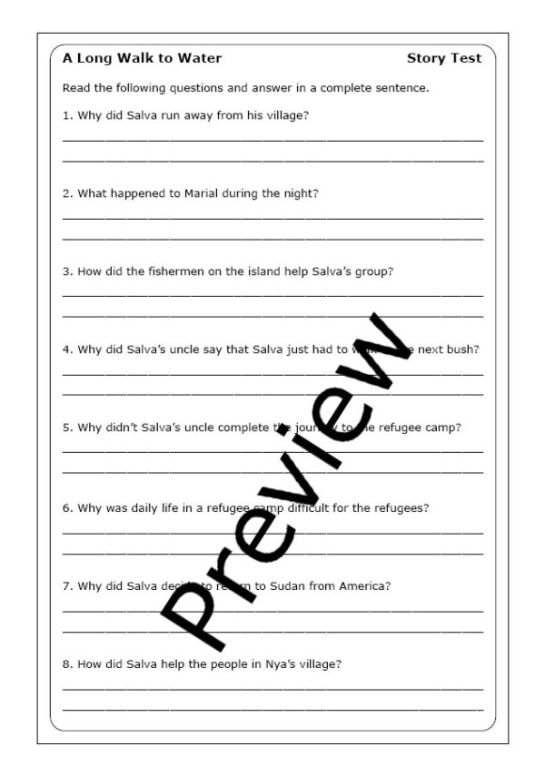 Linda Sue Park "A Long Walk to Water" worksheets | Made By Teachers