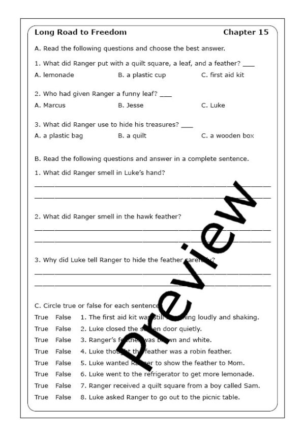 Kate Messner "Long Road to Freedom" (Ranger in Time #3) worksheets ...