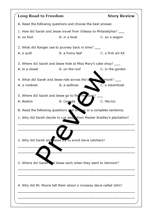 Kate Messner "Long Road to Freedom" worksheets | Made By Teachers