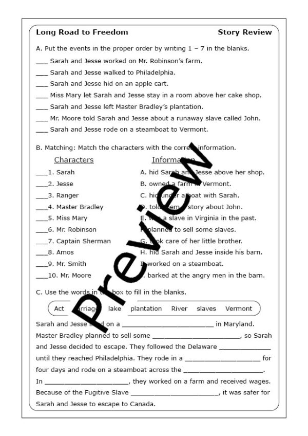 Kate Messner "Long Road to Freedom" worksheets | Made By Teachers