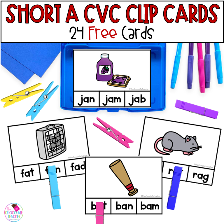 CVC Words with Short A Phonics Clip Cards Free | Made By Teachers