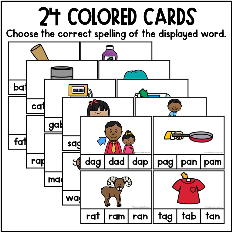 CVC Words with Short A Phonics Clip Cards Free | Made By Teachers