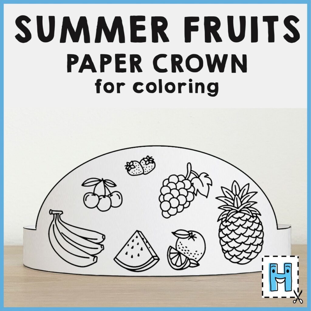 Fruits Summer Paper Crown Headband Printable Coloring Spring Craft ...
