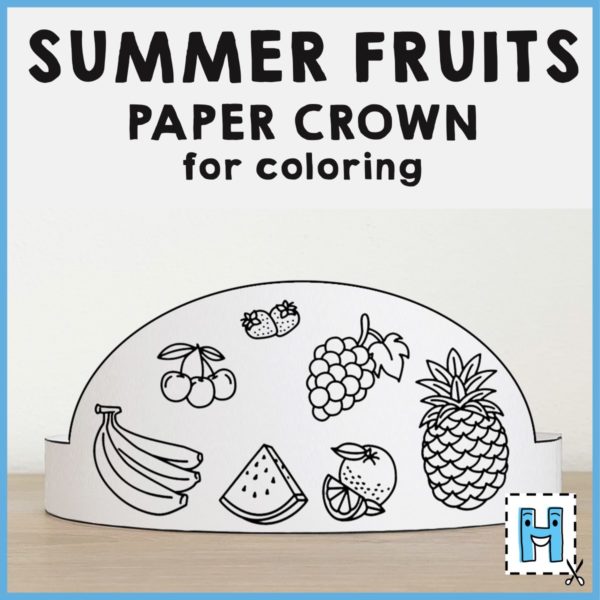 Fruits Summer Paper Crown Headband Printable Coloring Spring Craft ...