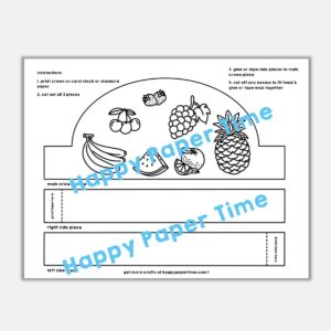 Fruits Summer Paper Crown Headband Printable Coloring Spring Craft ...