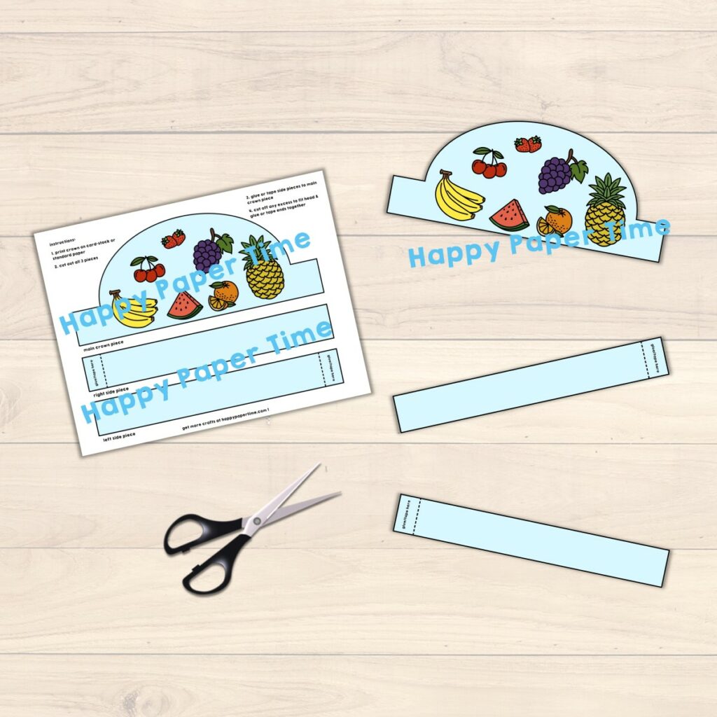 Fruits Summer Paper Crown Headband Printable Spring Craft Activity No ...
