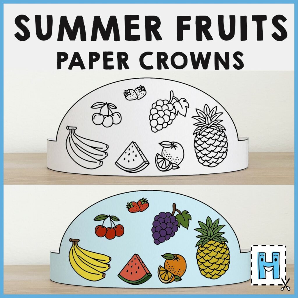 Fruits Summer Paper Crown Headband Printable Coloring Spring Craft ...