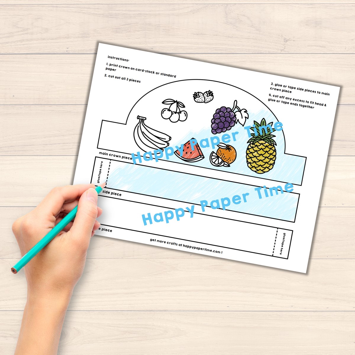 Fruits Summer Paper Crown Headband Printable Coloring Spring Craft ...