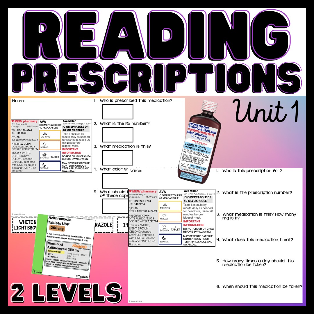 Reading Prescriptions - Unit 1 - Functional Reading - Life Skills ...