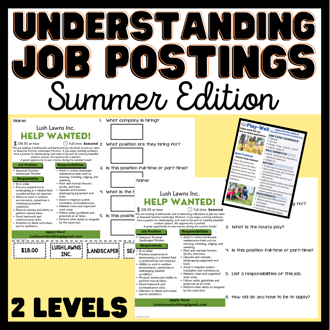 Understanding Job Postings - Summer Edition - Functional Text ...