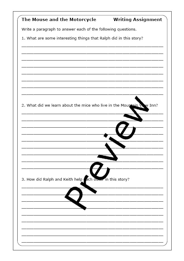 Beverly Cleary "The Mouse and the Motorcycle" worksheets | Made By Teachers