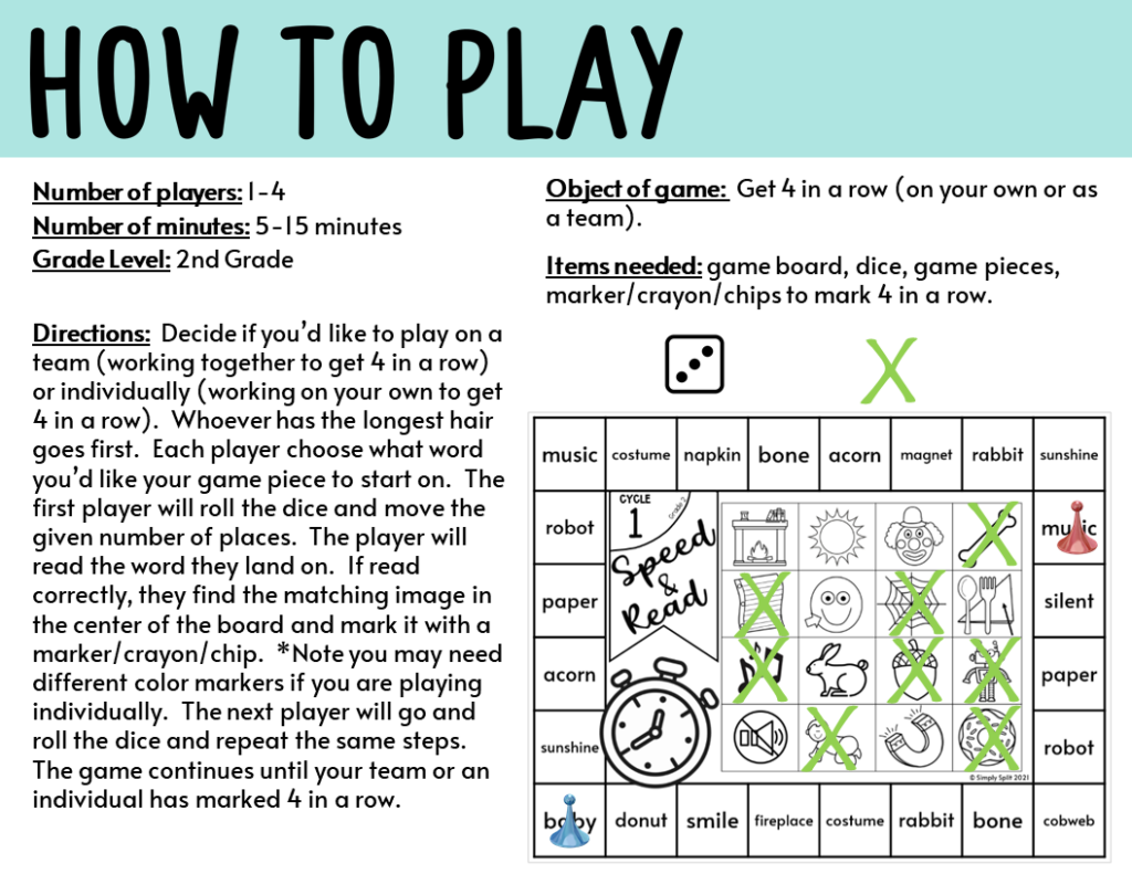 2nd Grade Phonics Speed & Read Game Boards | Phonics Activity for ...