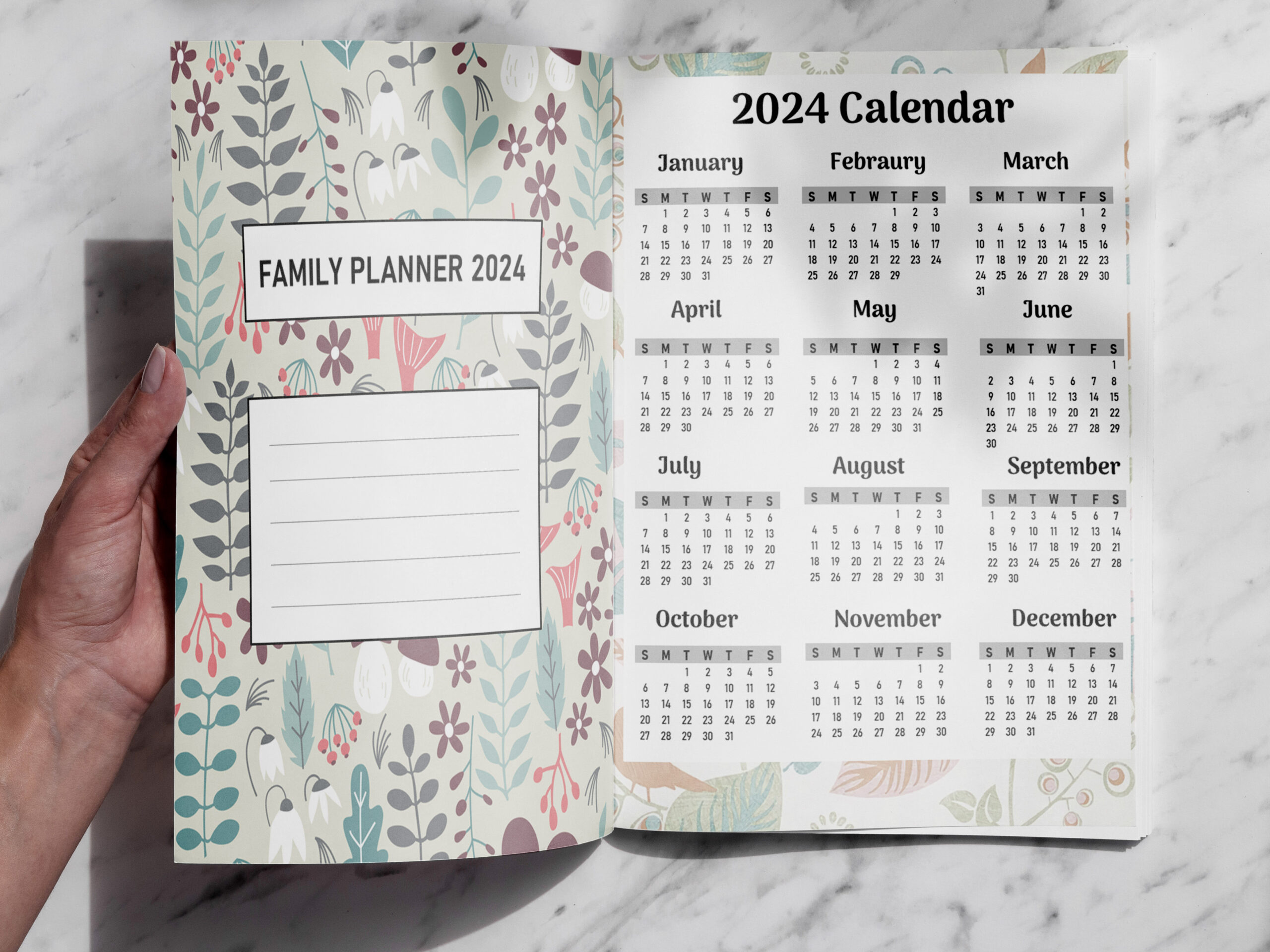 Family Planner 2024 - 5 Columns Monthly Calendar Journal and Schedule ...