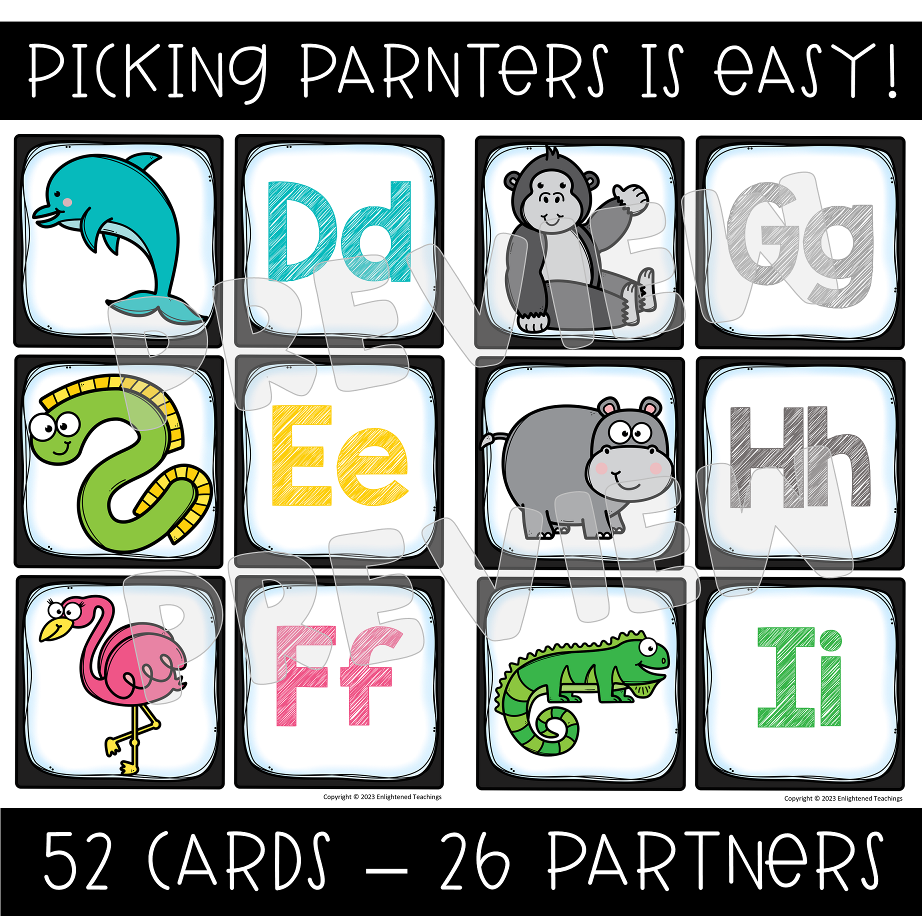Student Pairing Cards, Partner Cards, Picking Partners - Animals A-Z ...