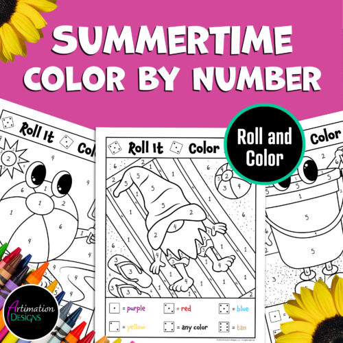 Summertime Color by Number | Summer Coloring Pages | Roll and Color ...