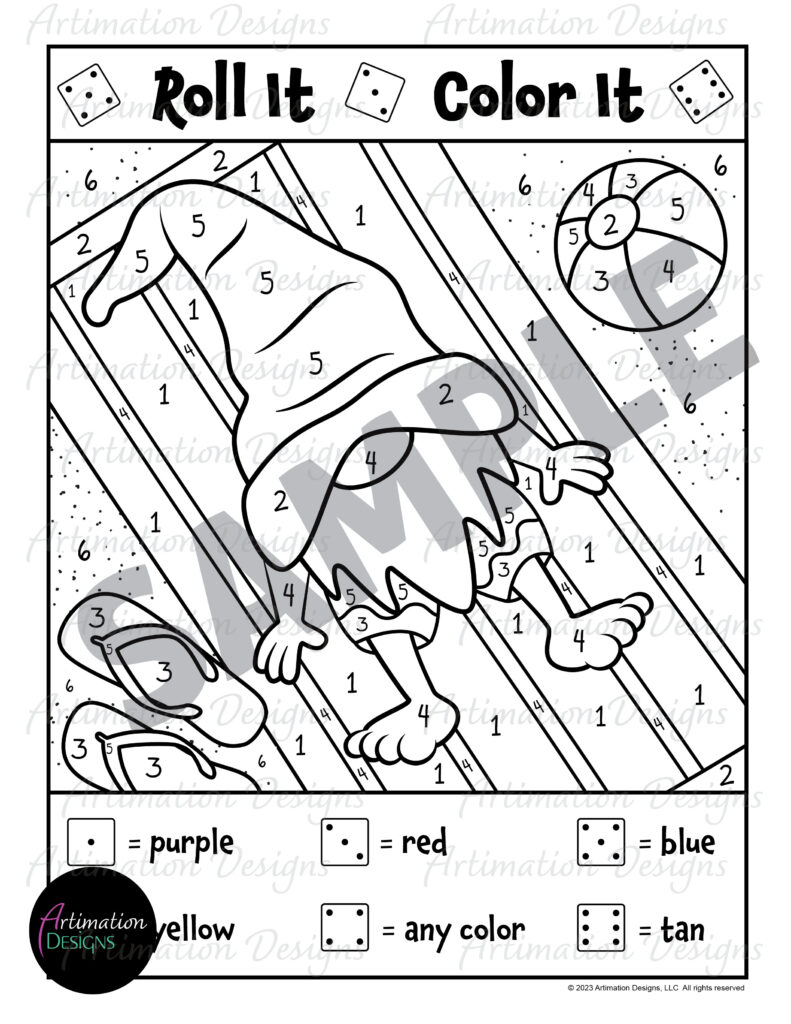 Summertime Color by Number | Summer Coloring Pages | Roll and Color ...