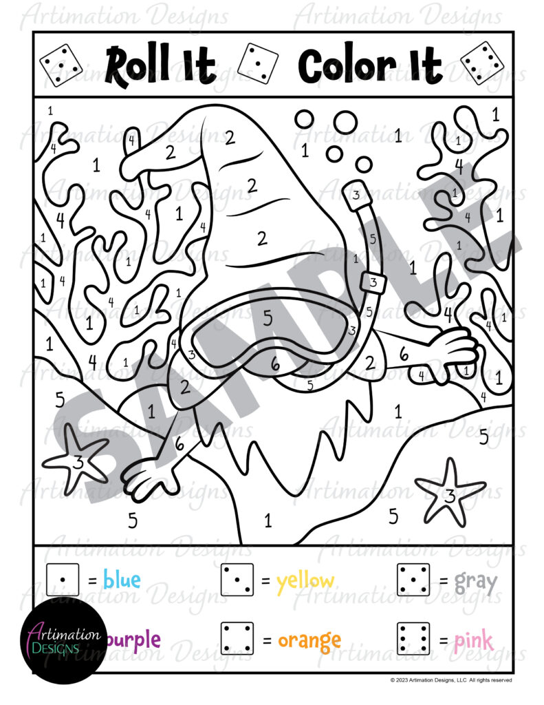 Summertime Color by Number | Summer Coloring Pages | Roll and Color ...