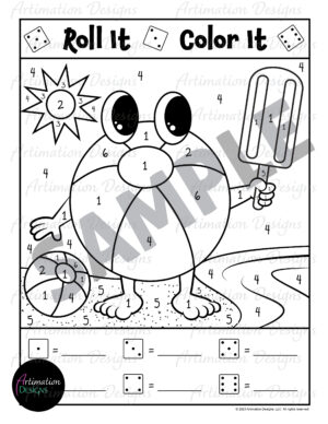Summertime Color by Number | Summer Coloring Pages | Roll and Color ...