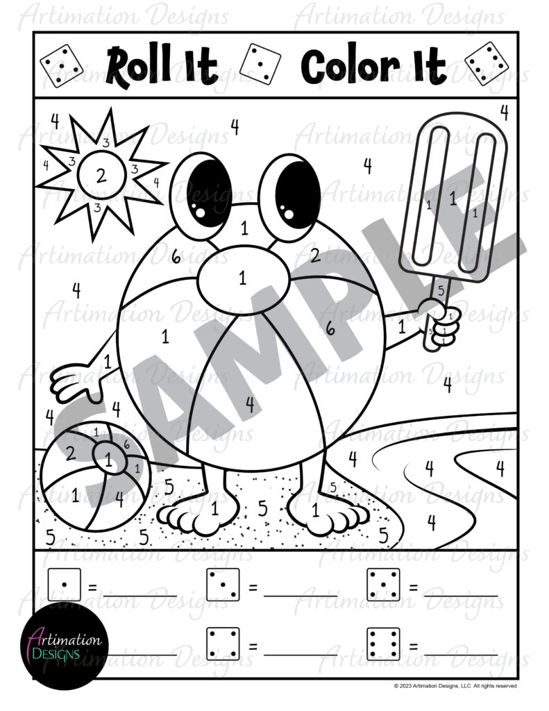 Summertime Color by Number | Summer Coloring Pages | Roll and Color ...