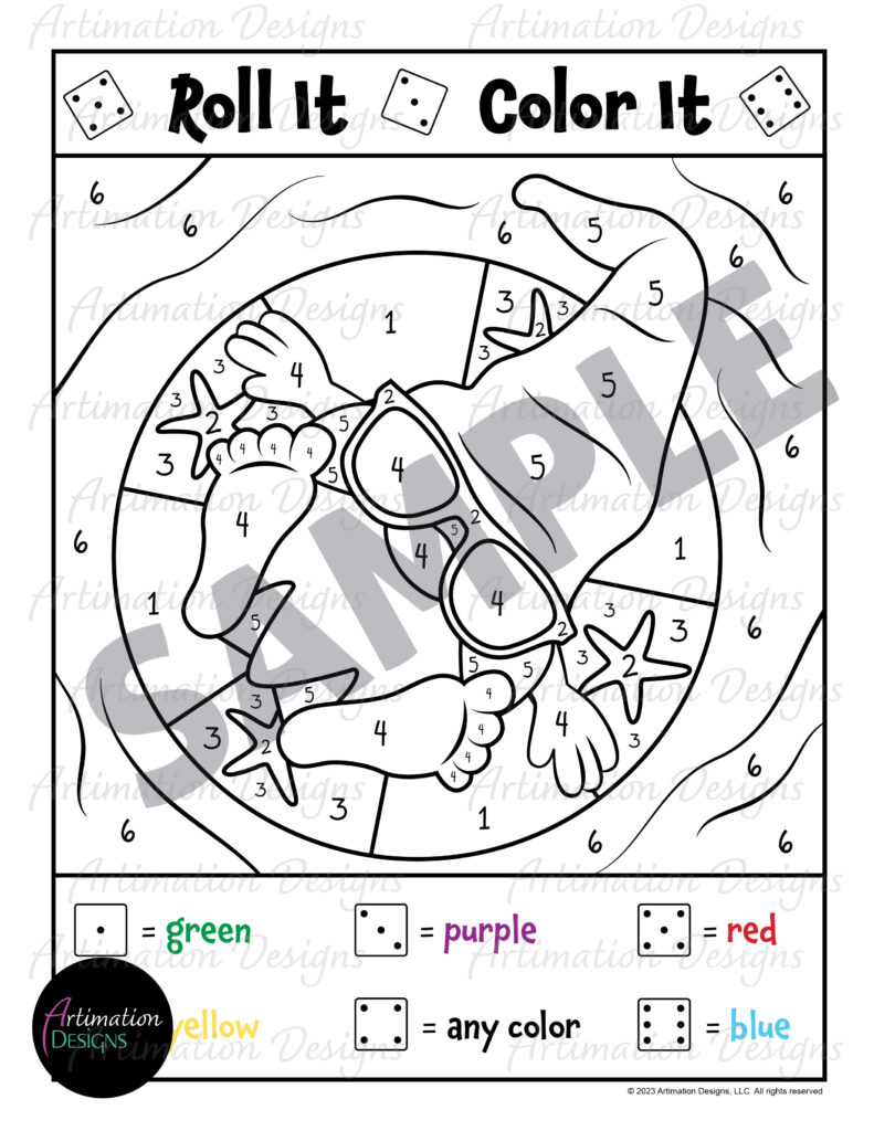Summertime Color by Number | Summer Coloring Pages | Roll and Color ...