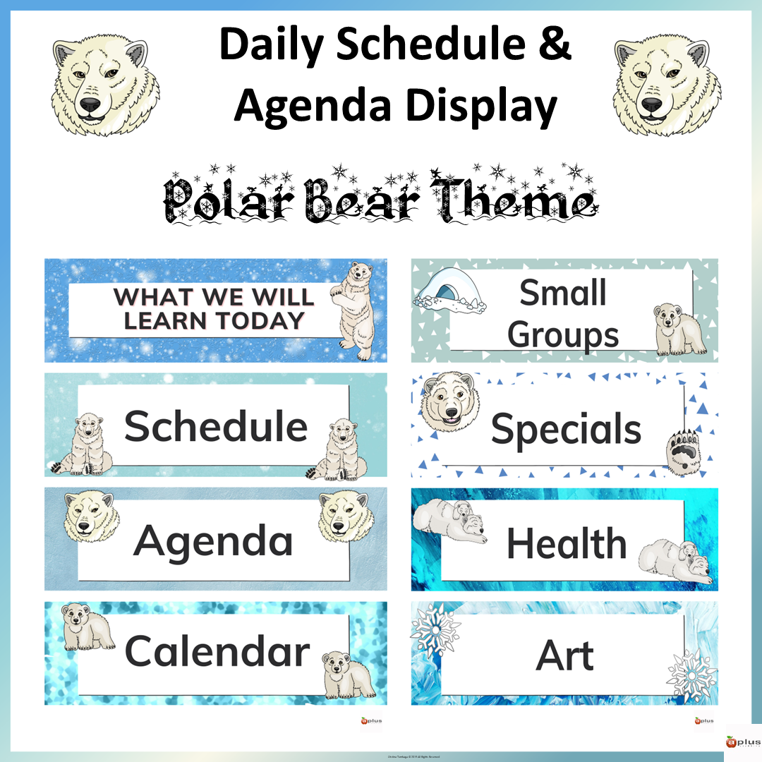 Polar Bear Theme Daily Schedule Cards Editable | Made By Teachers