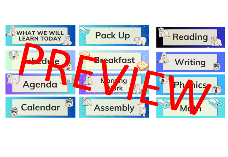 Polar Bear Theme Daily Schedule Cards Editable | Made By Teachers