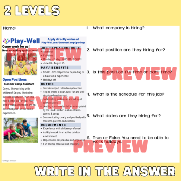 Understanding Job Postings - Summer Edition - Functional Text ...