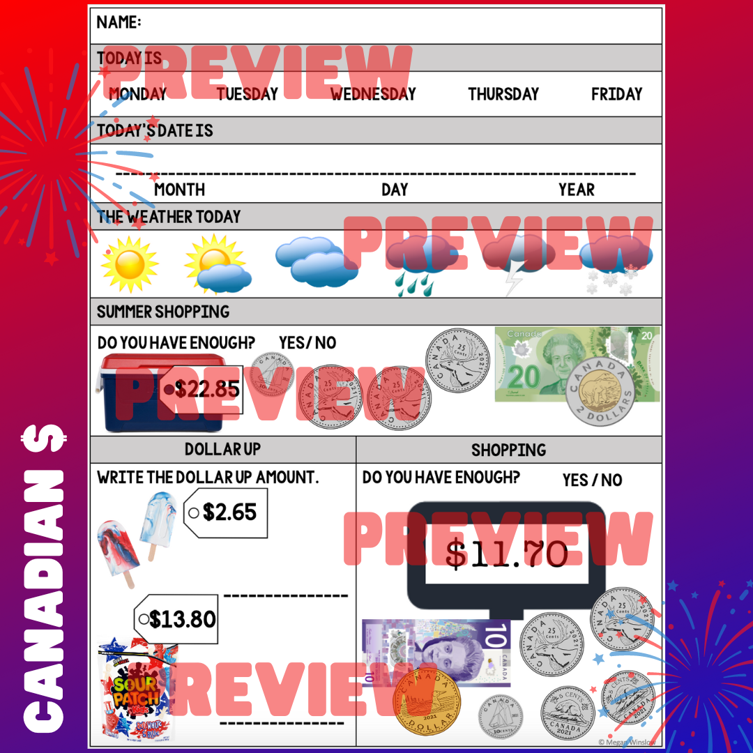 Summer Life Skills Morning Work - Summer Edition - Special Education ...