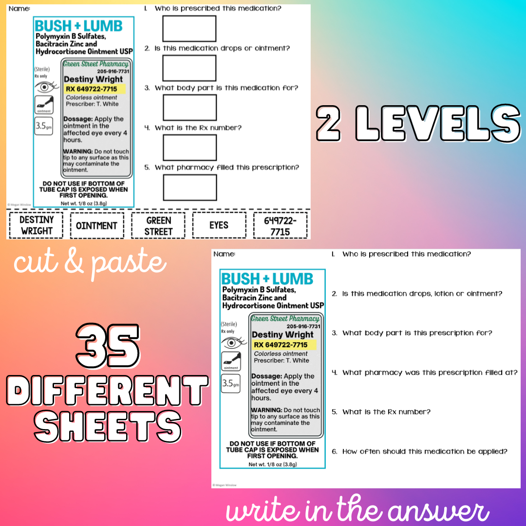 Reading Prescriptions - Unit 2 - Functional Reading - Life Skills ...