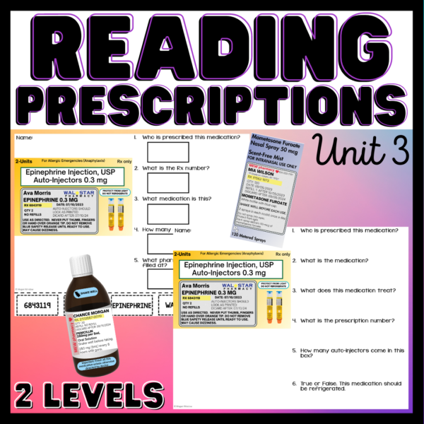 Reading Prescriptions - Unit 3 - Functional Reading - Life Skills ...