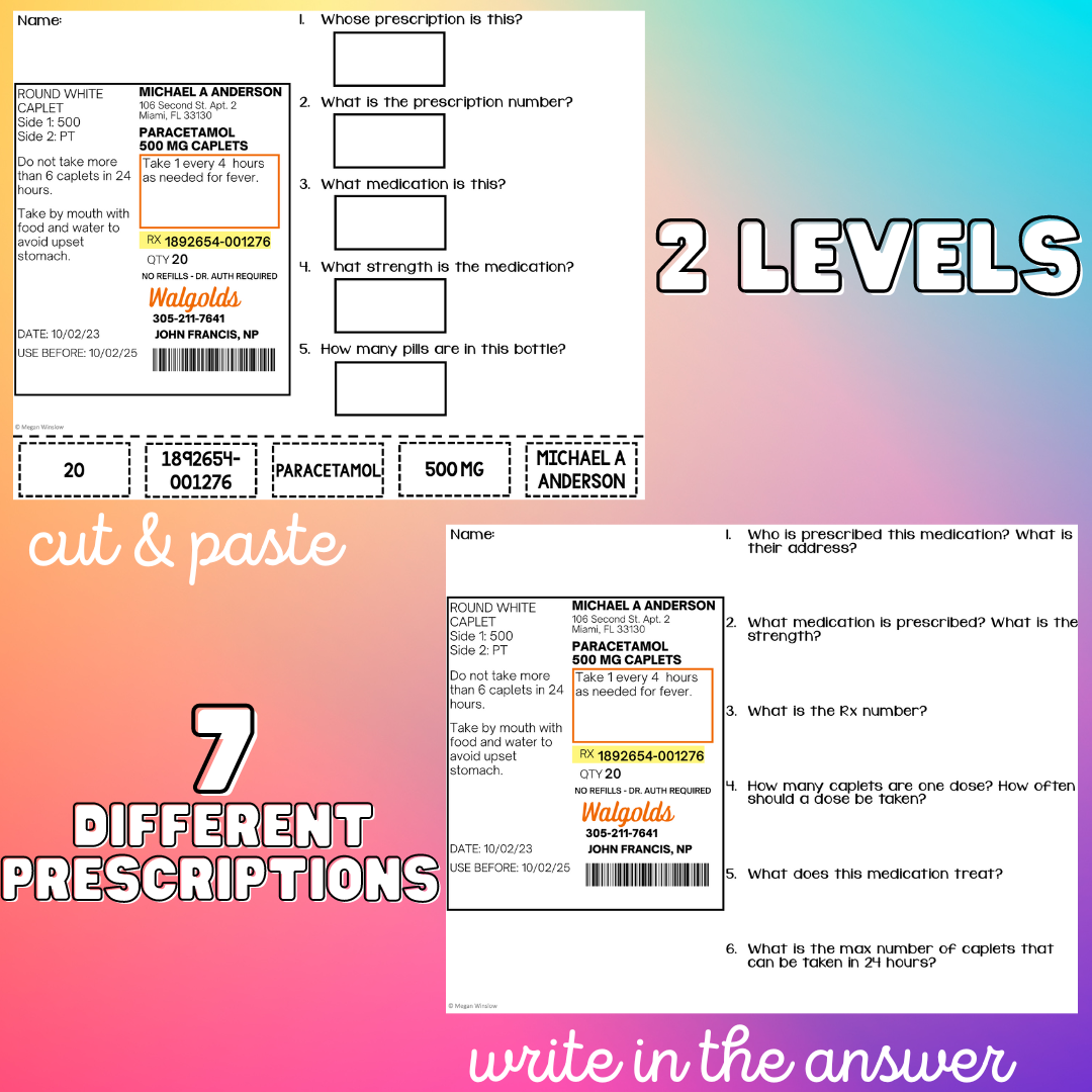 Reading Prescriptions - Unit 3 - Functional Reading - Life Skills ...
