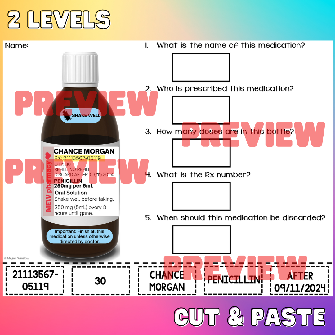 Reading Prescriptions - Unit 3 - Functional Reading - Life Skills ...