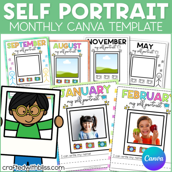 Monthly Self Portrait Activity | Canva Template | Made By Teachers