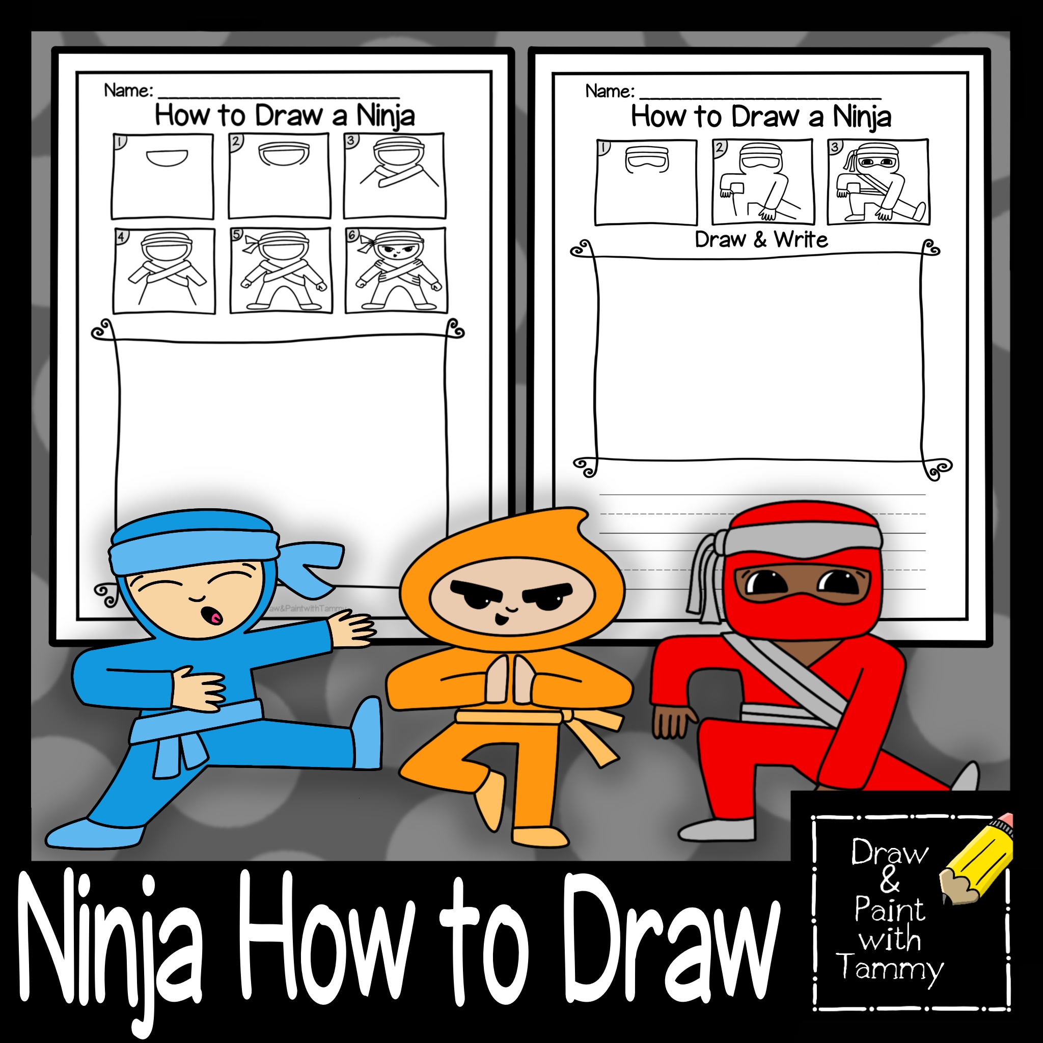 How to Draw Ninja with Draw and Write Printable Pages Art Sub Lesson ...