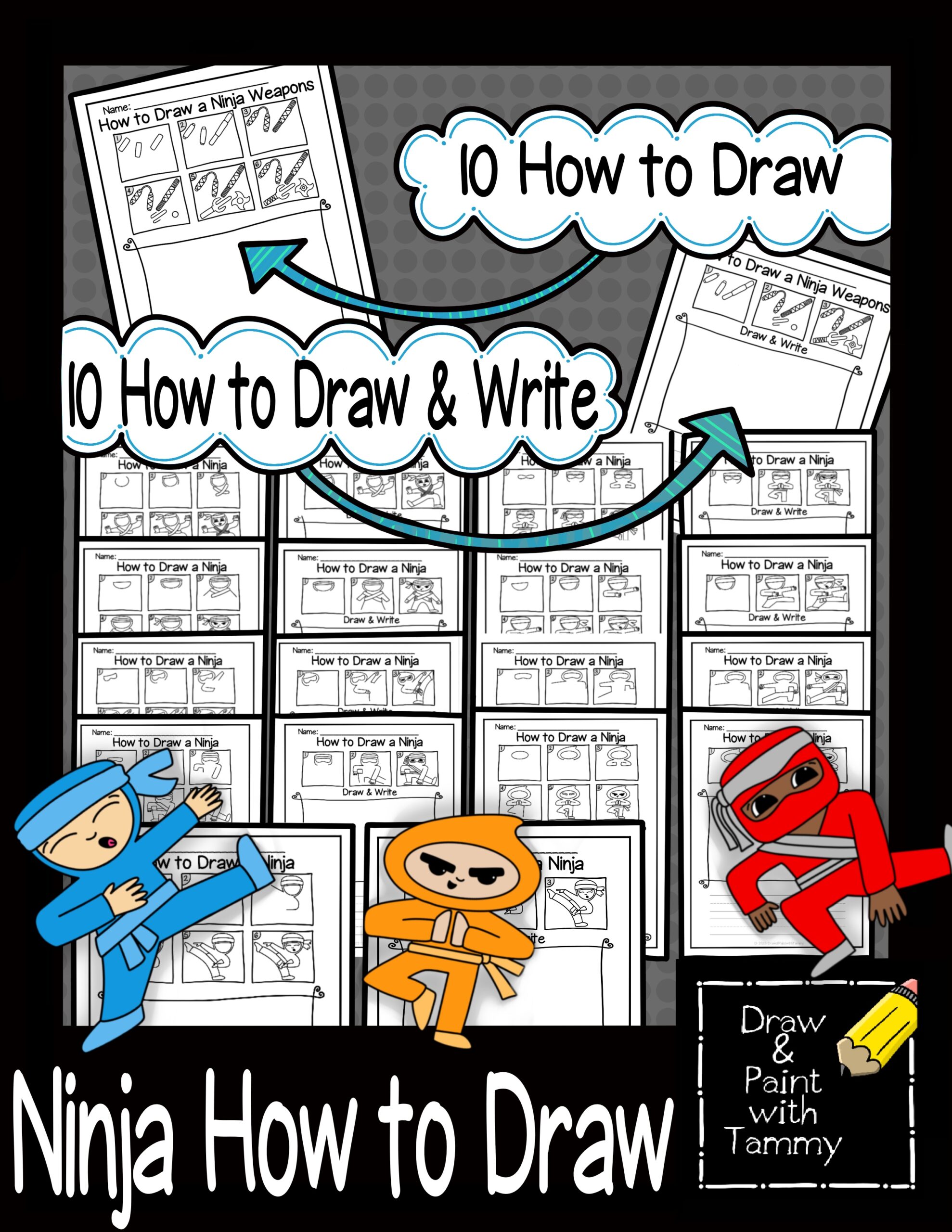 How to Draw Ninja with Draw and Write Printable Pages Art Sub Lesson ...