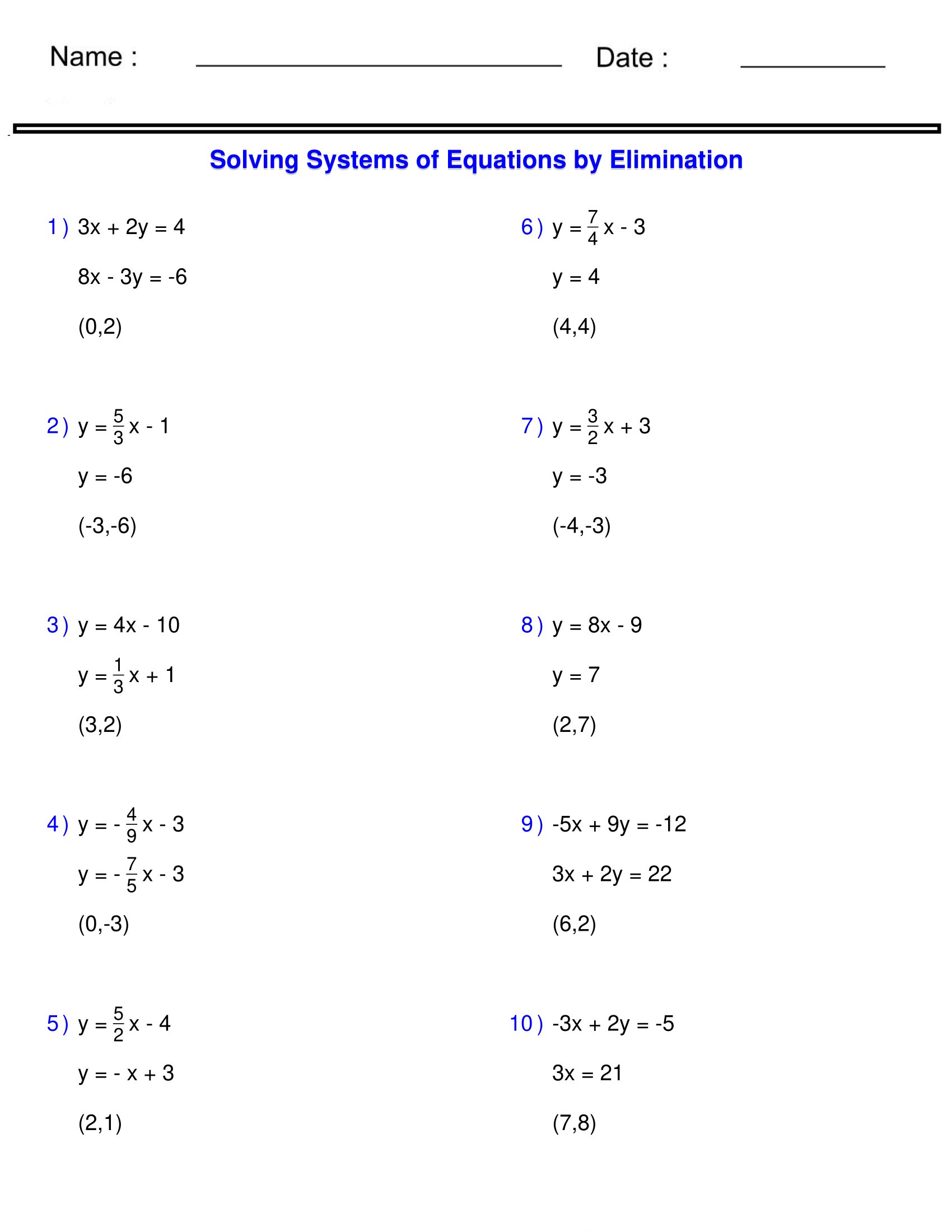 Systems Of Equations Solving Two Variable Systems Of Equations By Systems Of Equations Solving Two Variable Systems Of Equations By