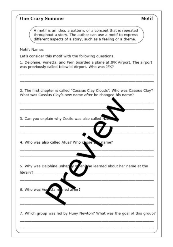 Rita Williams-Garcia "One Crazy Summer" worksheets | Made By Teachers