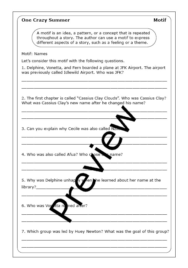 Rita Williams-Garcia "One Crazy Summer" worksheets | Made By Teachers